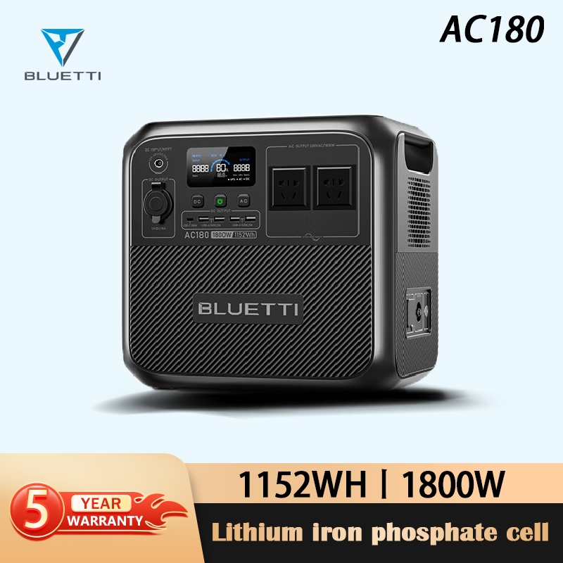 BLUETTI AC180 1800W/1152Wh Power Station LiFePO4 Battery 220V Portable ...