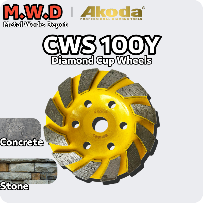 Akoda 4" Diamond Cup Wheels CWS100Y Mata Potong Concrete Stone Batu ...