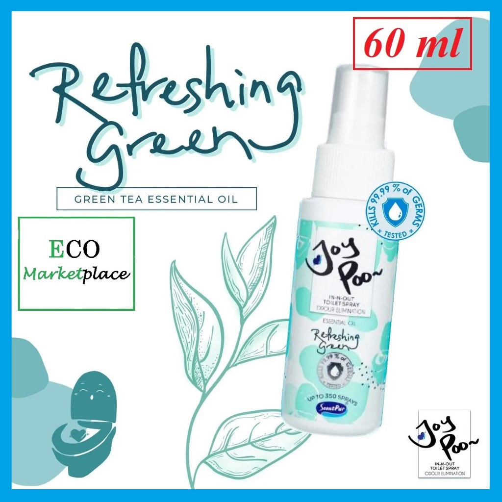Joy Poo Toilet Poop Essential Oil Odor Spray (Refreshing Green) 60mL ...