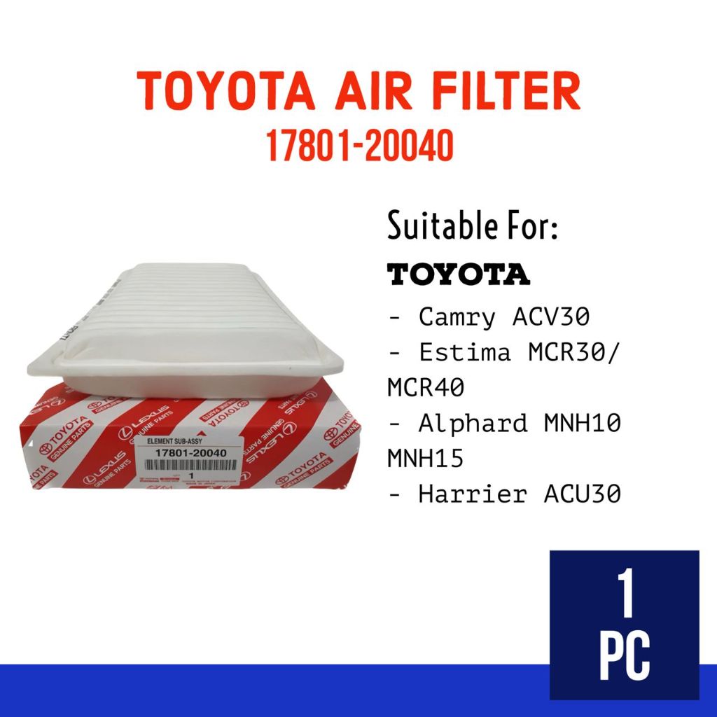 TOYOTA 17801-20040 AIR FILTER - CAMRY ACV30/ ESTIMA MCR30/ AHPHARD ...