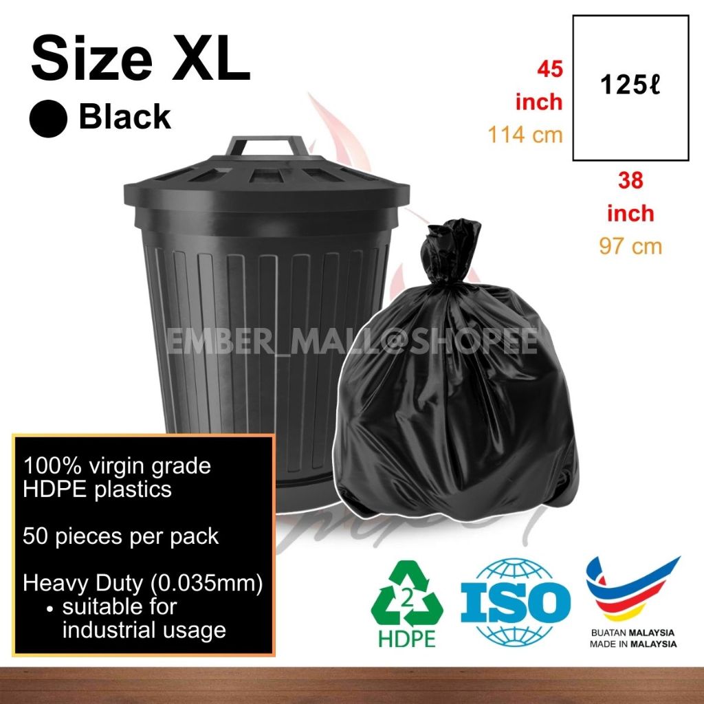 Garbage Plastic Bag EXTRA Large XL XXL Heavy Duty 垃圾袋 HDPE Plastik Beg ...