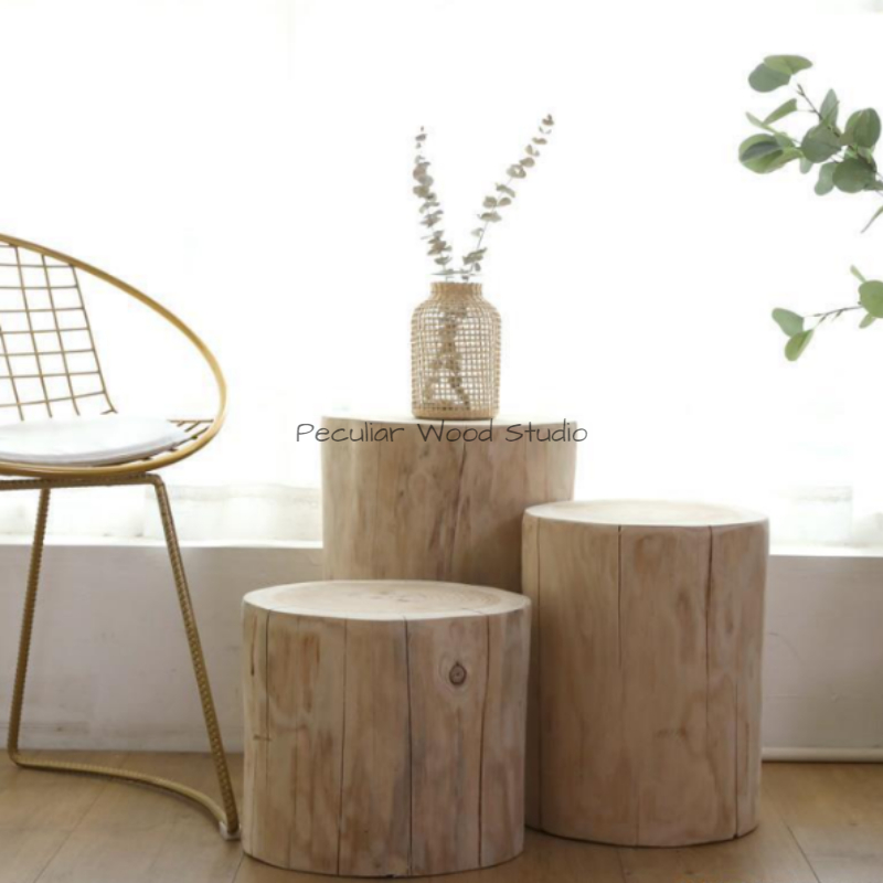 Peculiar Wood – Solid Wood Log / Wood Stump Decorative Side Table ...