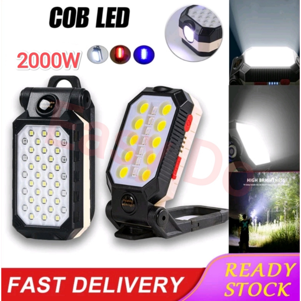 2000w Lampu Suluh LED Light USB Rechargeable COB Torchlight car ...