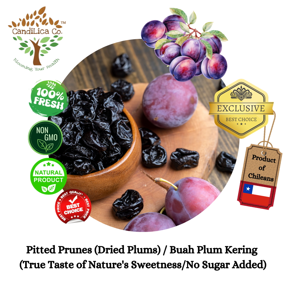 CandiLica Co. Premium Imported Pitted Prunes (Dried Plums) / Buah Plum Kering - Product of ...