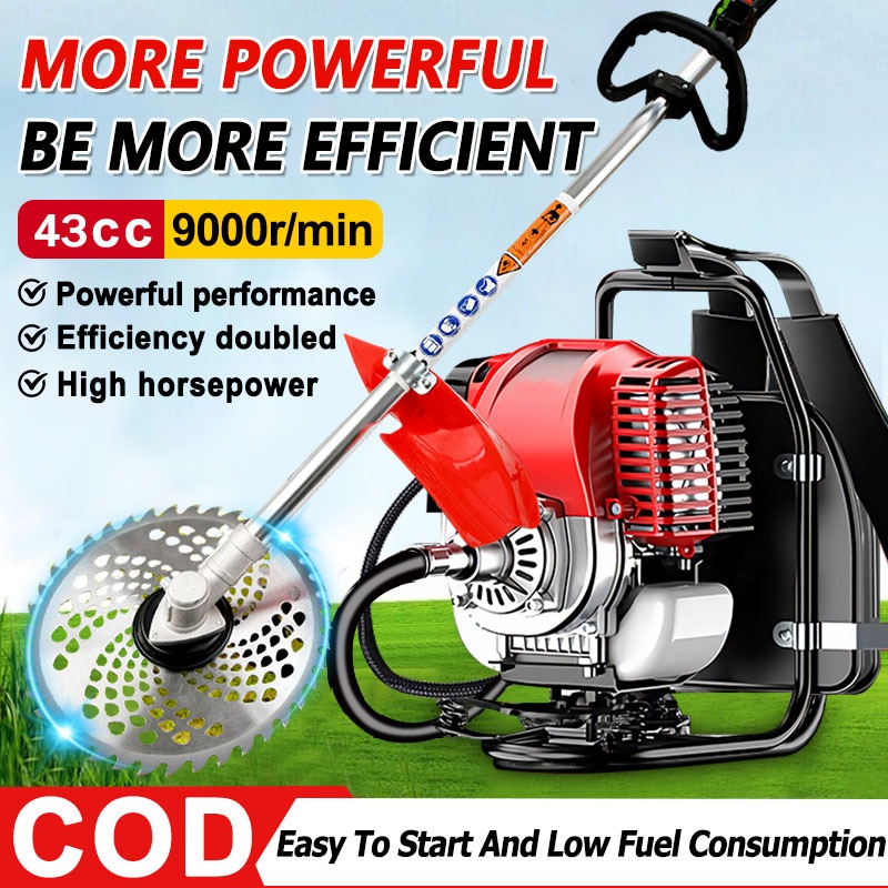Gasoline Backpack Brush Cutter 43CC 2-Stroke Heavy Duty Grass Cutter ...