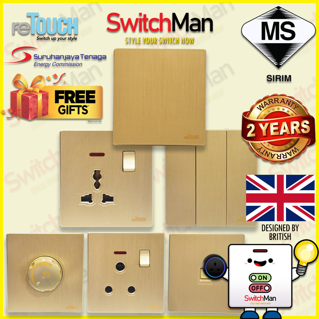 [SIRIM] reTouch Ultra Rimless Switch & Socket 13A 15A 20A 45A 1/2/3/4 ...