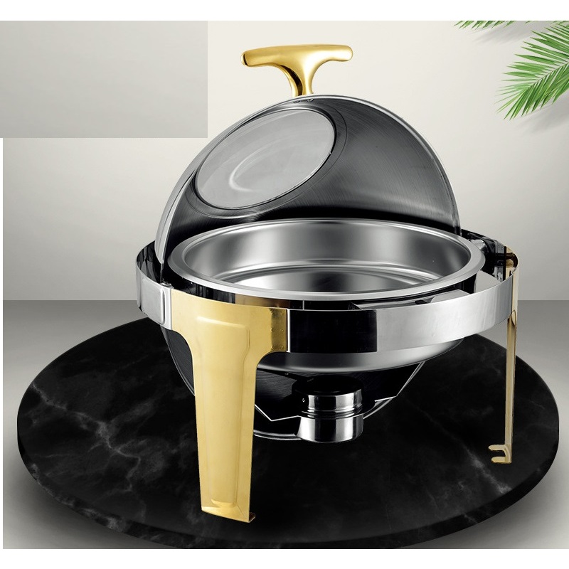 47cm Stainless steel Round roll top chafing dish / buffet set catering ...