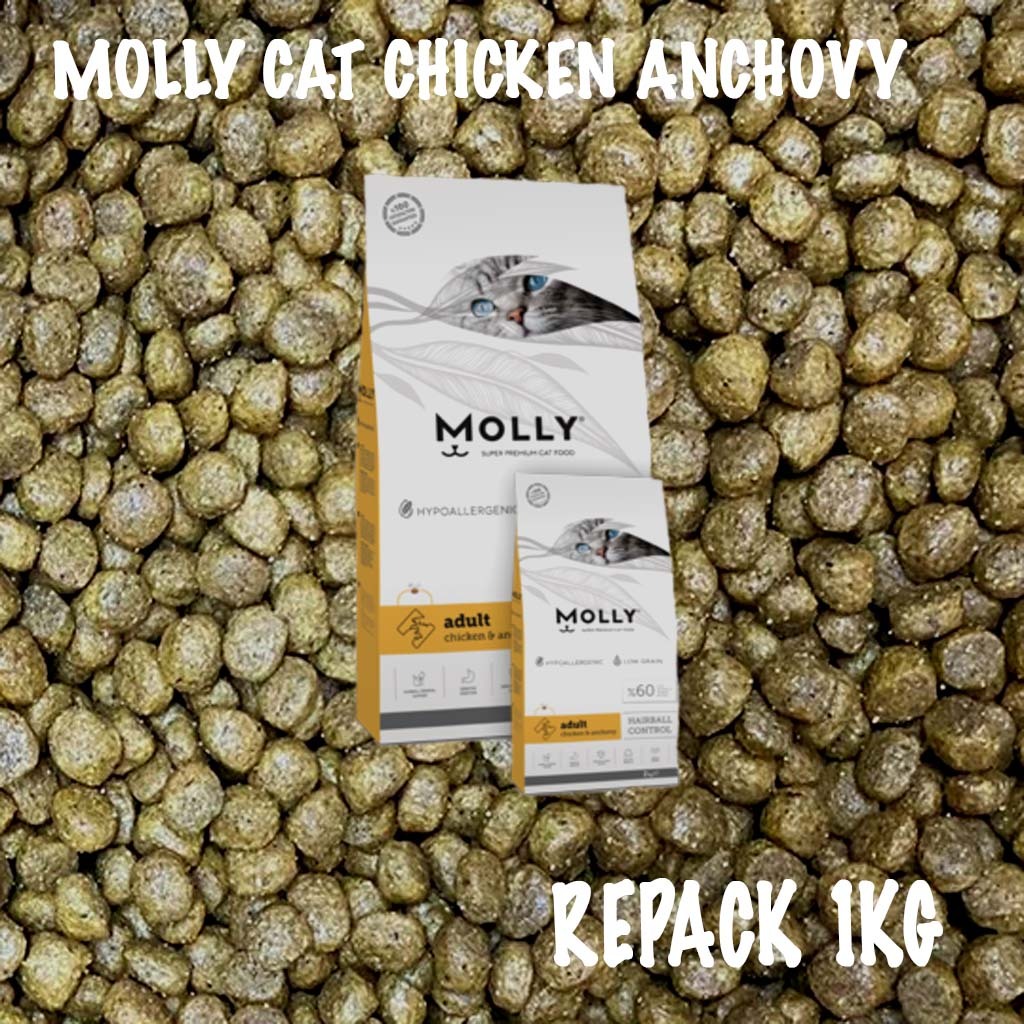 Molly Cat Adult Chicken & Anchovy - Hairball Control Cat Food 1KG ...