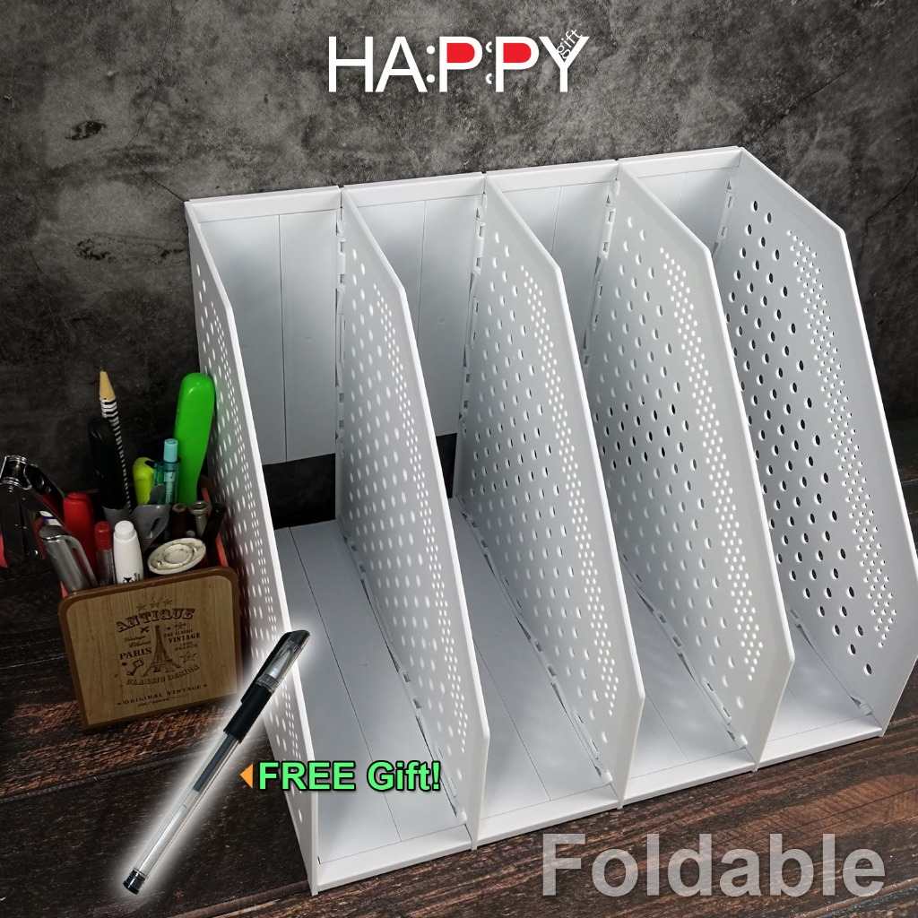 book shelf File folder foldable A4 file stand holder, Magazine File ...