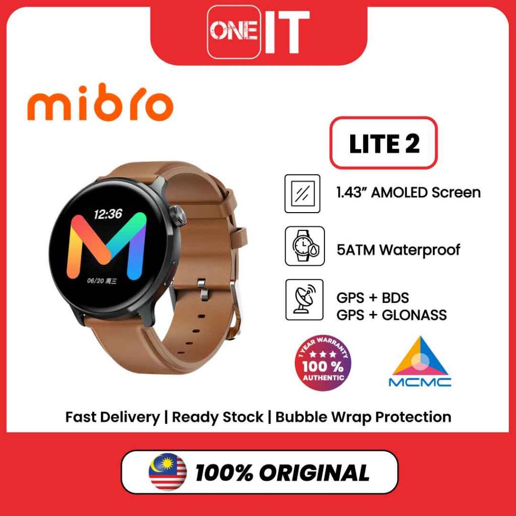 Mibro Lite 2 SpO2 PPG Bio Heart Rate Sensor Smart Watch (1.3'') 1 Year ...