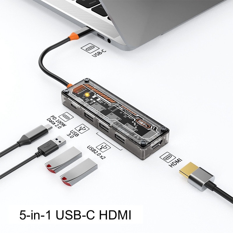 Crystal Clear USB type C to HDMI Docking Station with VGA, HDMI, USB ...