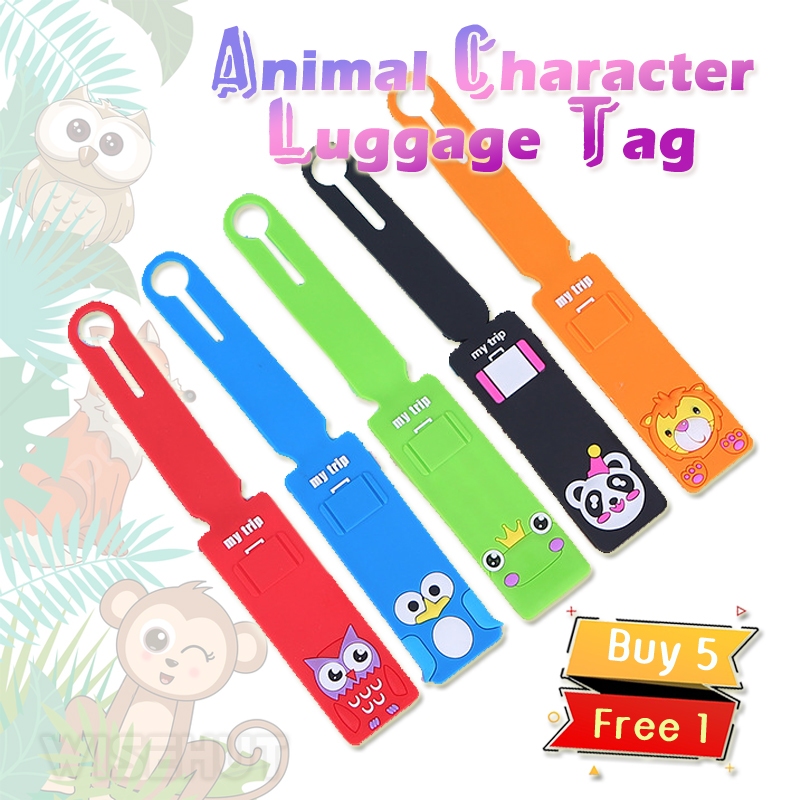 (Buy 5 Free 1) Cutie Animal Character Silicone Luggage Tag Re-writable ...