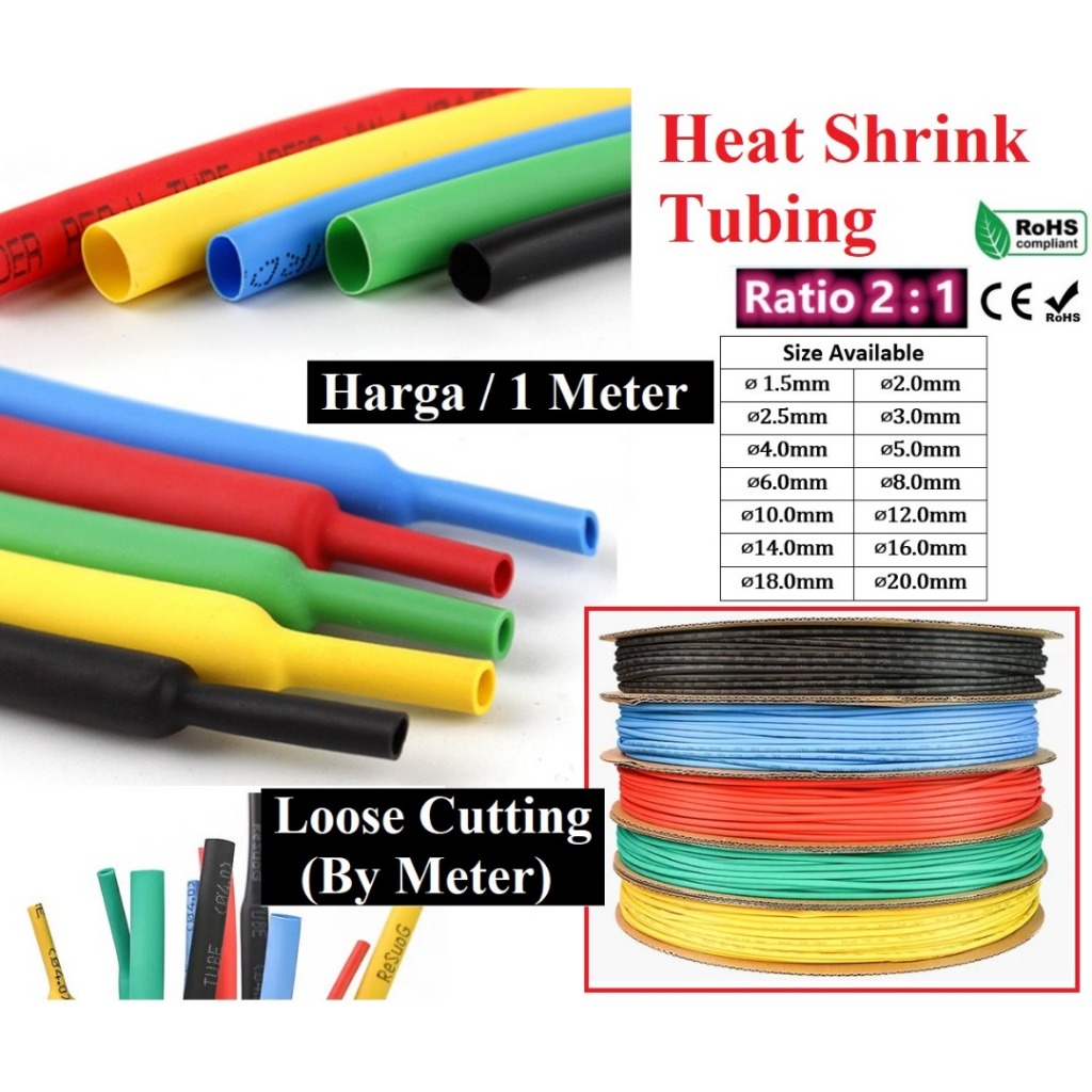 [1 Meter] Heat Shrink Tube 1MM-20MM Heat Shrinkable Sleeve | Shopee Malaysia