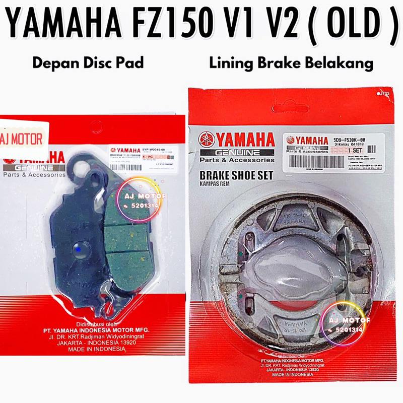 YAMAHA FZ150 FZ V1 V2 FRONT DISC PAD / REAR BRAKE SHOE LINING PLATE ...