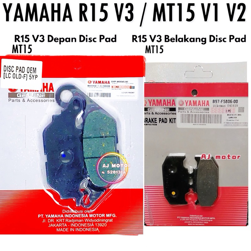 YAMAHA R15 V3 / MT15 V1 V2 DISC PAD FRONT & REAR BREK BRAKE DEPAN ...