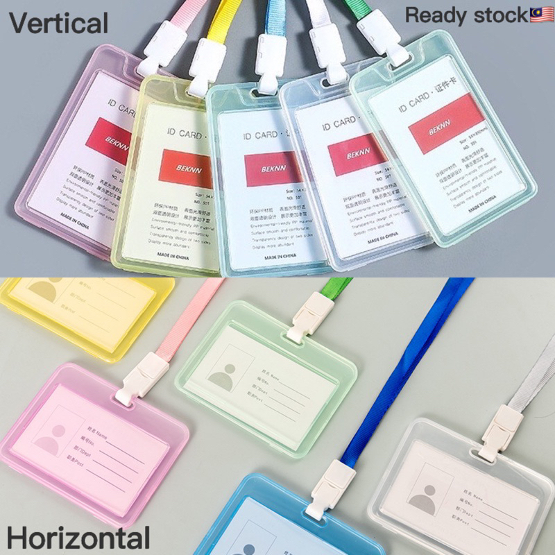 Work Name Card Holder with Rope ID Card Holder Double Transparent Water ...