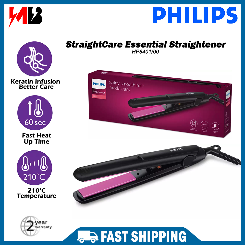 [ NEW ] Philips Hair Straightener HP8401 Styling Ceramic Plates Selfie ...