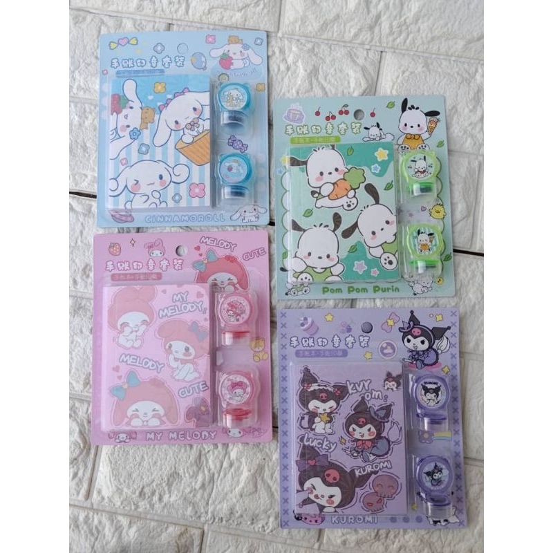 Fancy DIY Decorate Sanrio Family NoteBook + Chop Set / 熊头手账印章B1套装 （ 手账本 ...