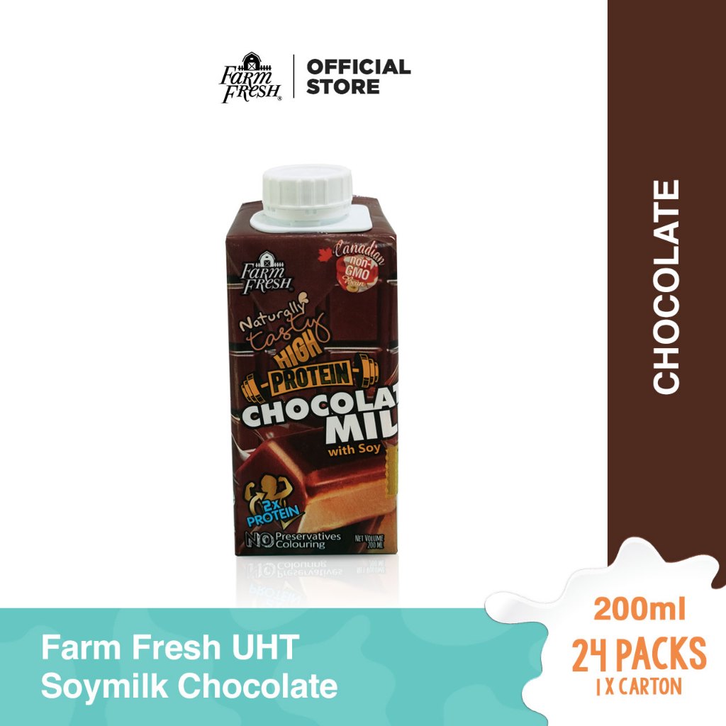 Farm Fresh UHT Soy Protein Milk Chocolate 200ml x 24 Packs | Shopee ...