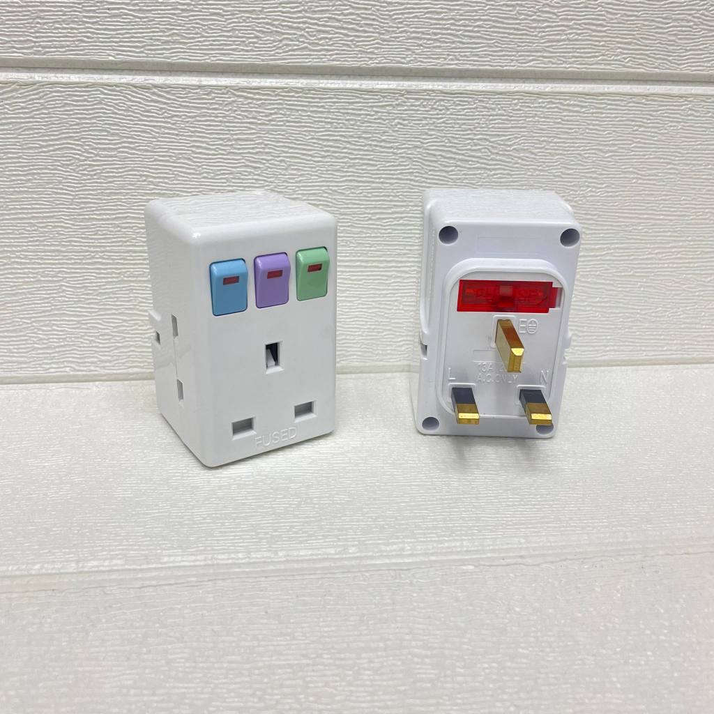 SWITCHES CONTROL PLUG EXTENSION Universal 3in1 PLUG SOCKET 13A 3WAY ...