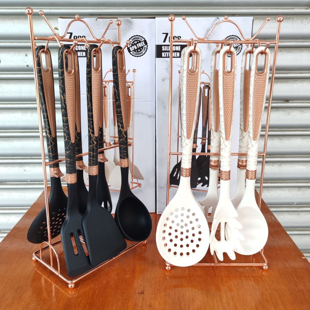 7PCS SILICONE KITCHENWARE SET ( SET SENDUK CORAK MARBLE) | Shopee Malaysia