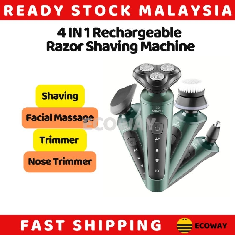 4 IN 1 Rechargeable Razor Shaving Machine Shaver Mesin 电动剃须刀 | Shopee ...
