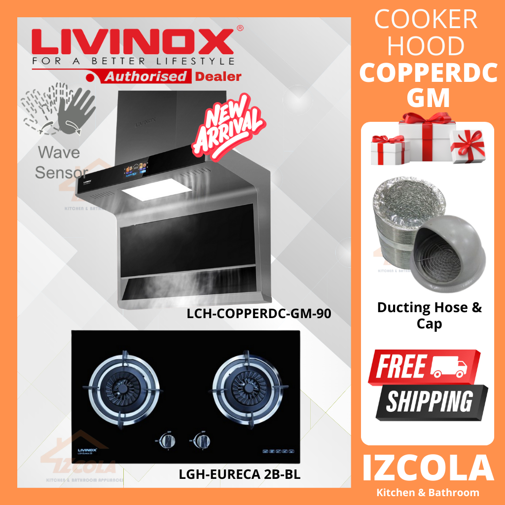 HUD DAPUR LIVINOX LCH-COPPERDC-GM-90/Kuasa Sedutan2150m³/h, Suction ...