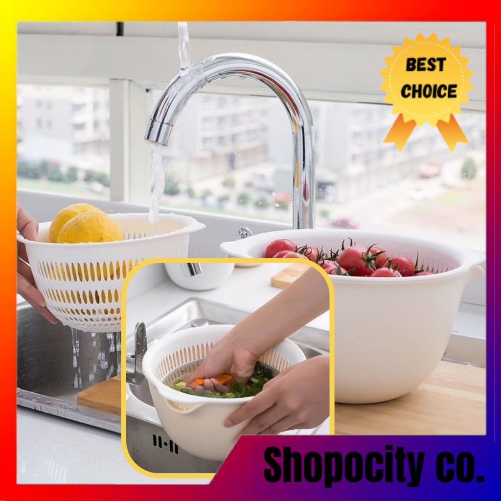 Dual Layer Strainer Kitchen Fruit Vegetable Washing Draining Basket ...