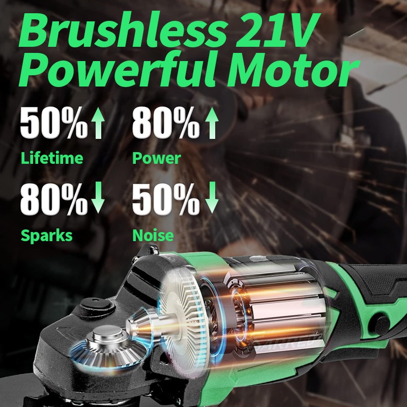 TANZU Brushless Cordless Angle Grinder Set TZ-J-980/MT-21V | Shopee ...