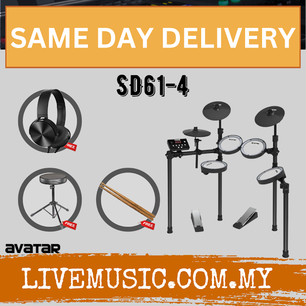 Avatar SD61-4 Digital Drum 8 Pcs Mesh Head With Drum Throne, Headphone ...