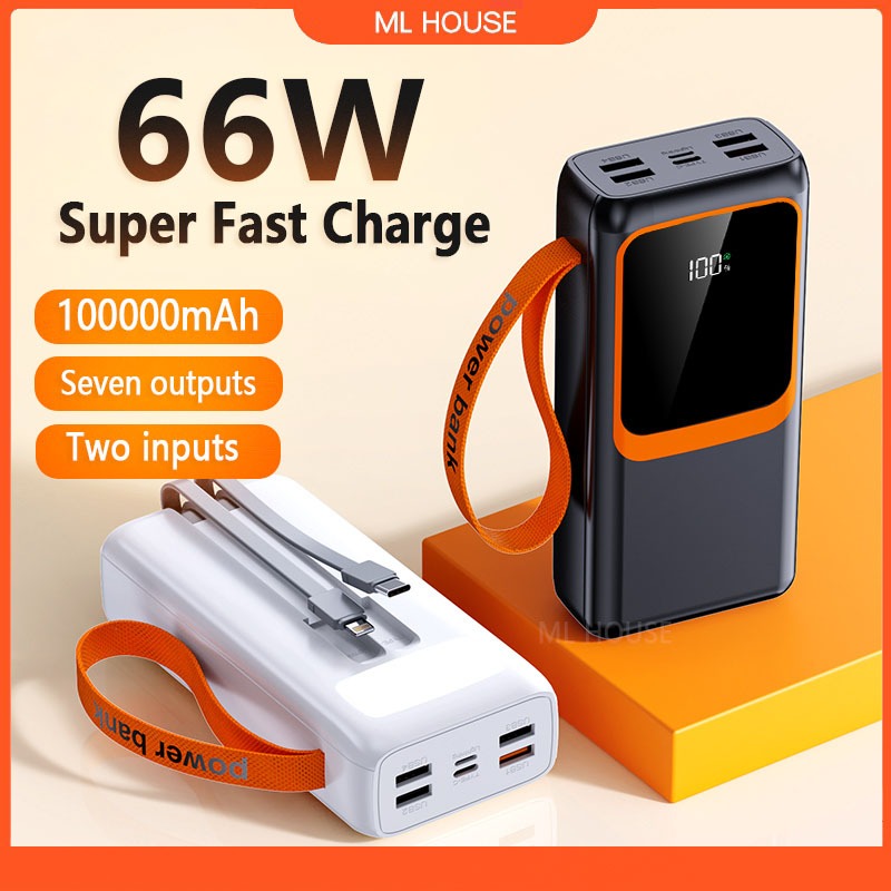 Original 66W PD 100000mAh Powerbank Full Capacity Fast Charging Typec ...