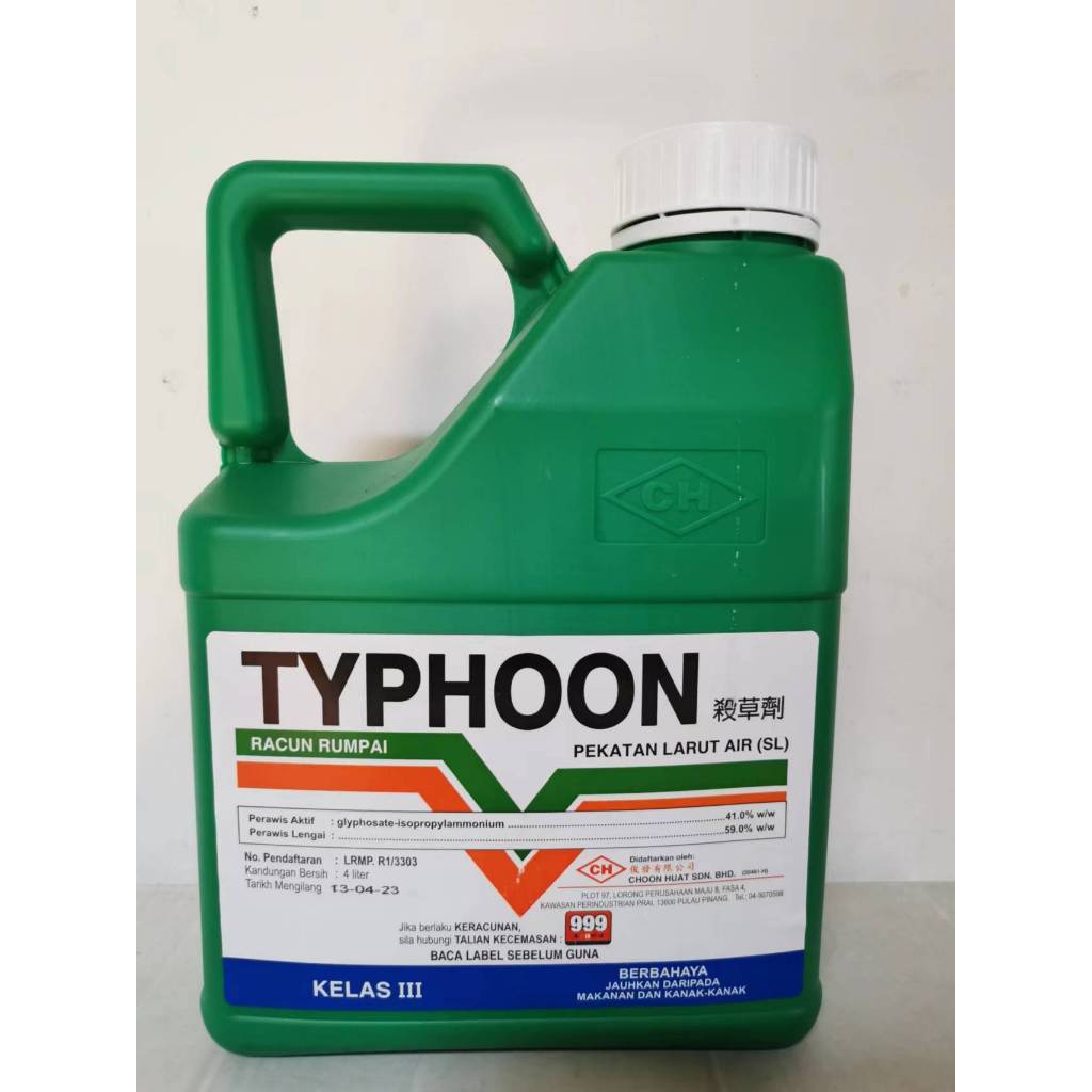 Racun Rumput / TYPHOON / 4 Liter / Glyphosate 41% / Herbicides | Shopee ...