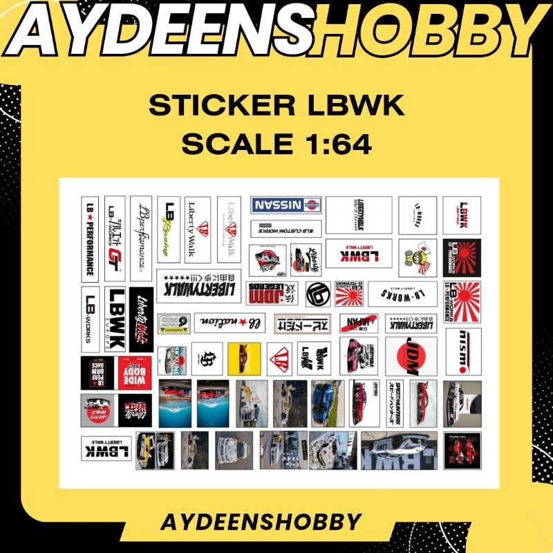 LBWK LIBERTY WALK MINIATURE STICKER SCALE 1/64 FOR DIORAMA GARAGE ...