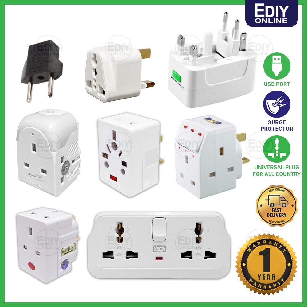 3 WAY ADAPTOR ADAPTER SWITCH USB SOCKET OUTLET PLUG EXTENSION WALL ...