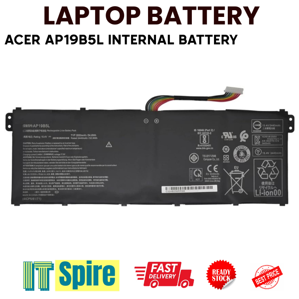 ACER AP19B5L TRAVELMATE TMP214-53-31P0 N19Q7 SP314-21N ASPIRE 5 A514 ...