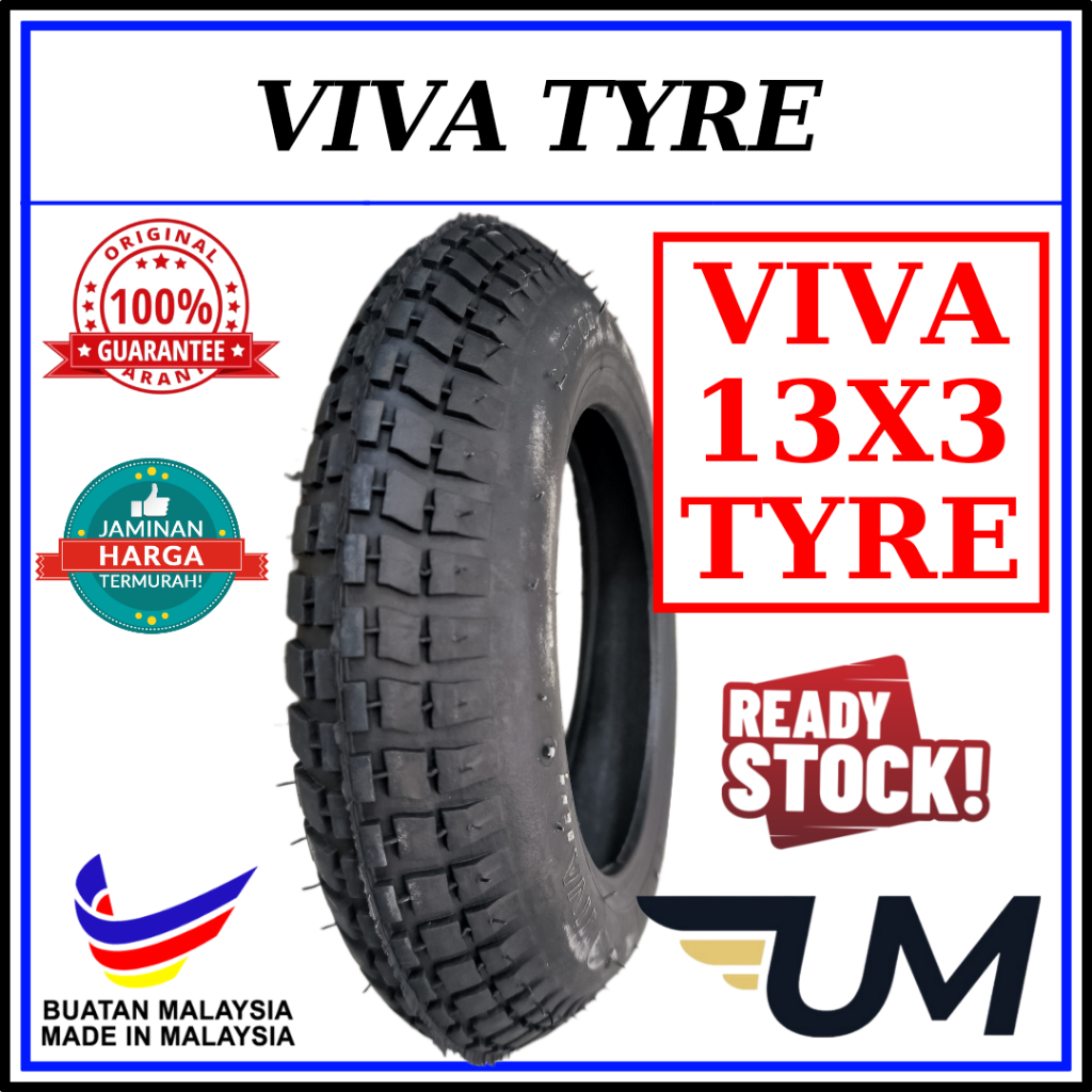 VIVA 300-8 13X3 TYRE 13-3 TAYAR 3.00-8 300X8 13.3 TIRE TYRES ORIGINAL ...