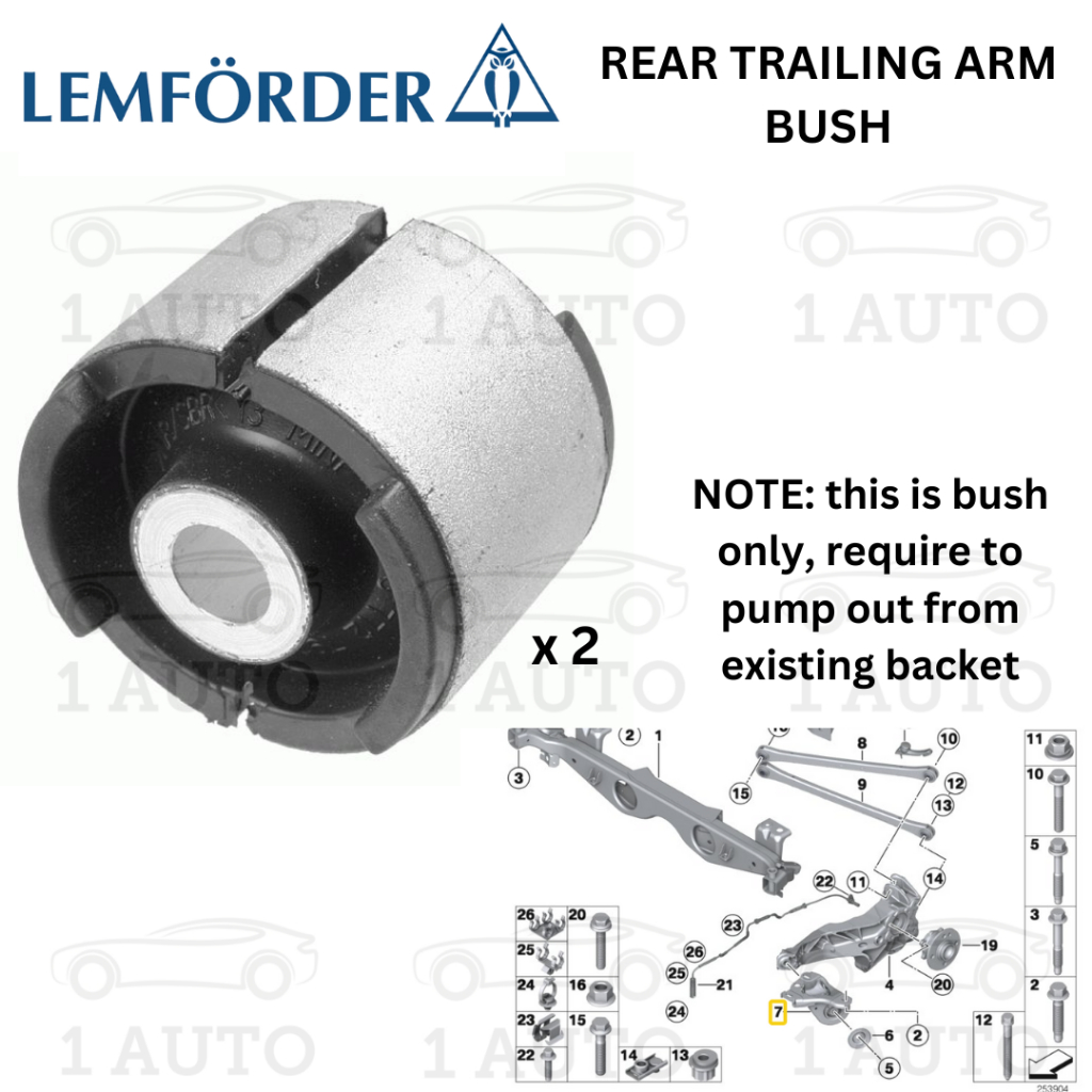 LEMFORDER GERMANY REAR TRAILING ARM BUSH MINI R55 R56 R57 R58 R59 ...