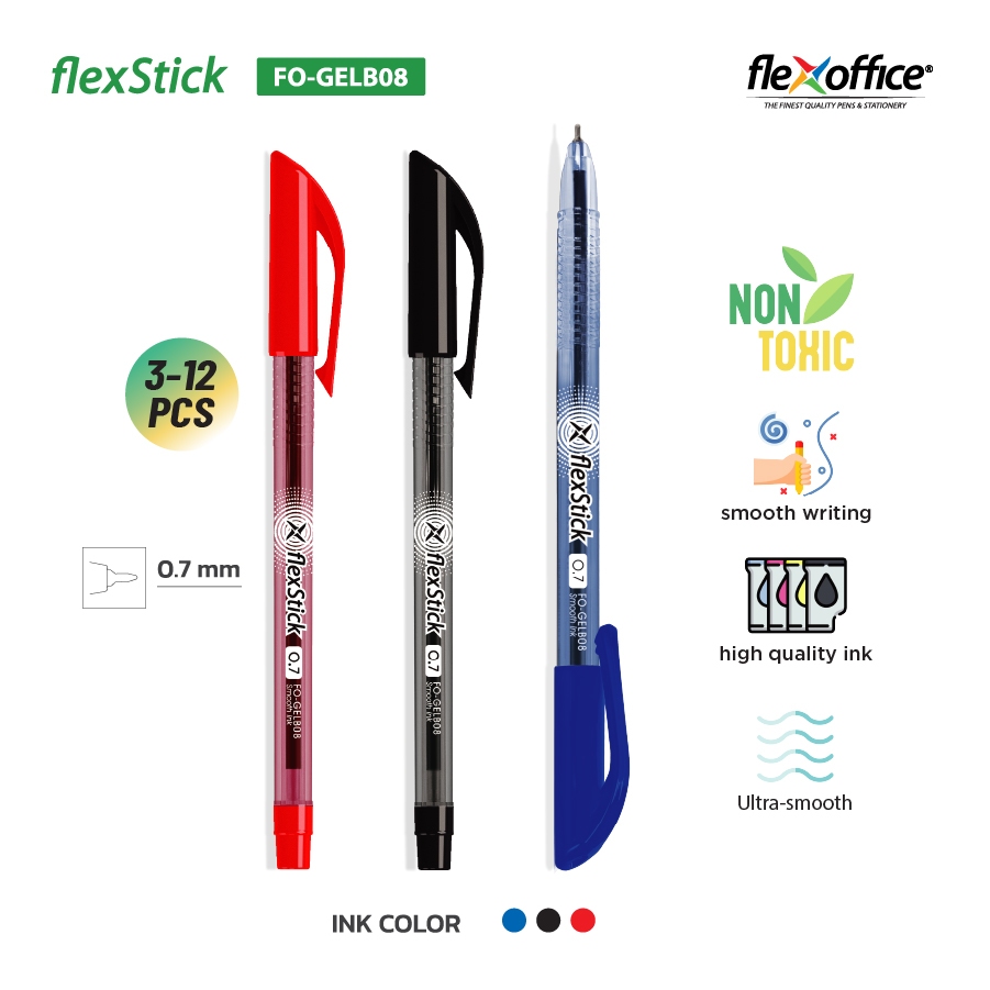 FlexOffice FlexStick 0.7 Stick Ball-Pen - Red/Blue/Black (3 Pcs/6 Pcs ...