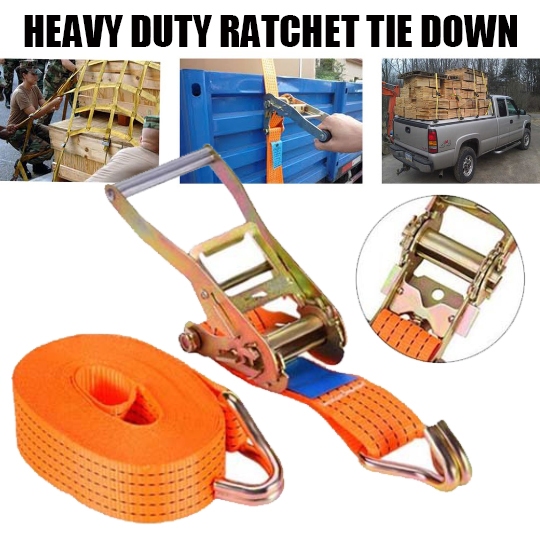 2" X 9M HEAVY DUTY (KOREA) RATCHET TIE DOWN (ORANGE) TALI LORRY LORRY ...