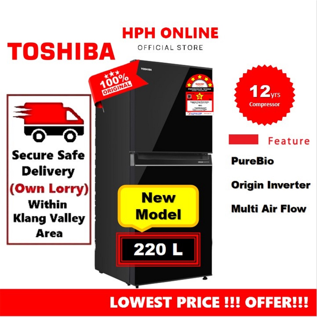 Toshiba 2 Door Fridge Refrigerator (203L/220L) GR-B22MP / GR-RT230WE UK ...