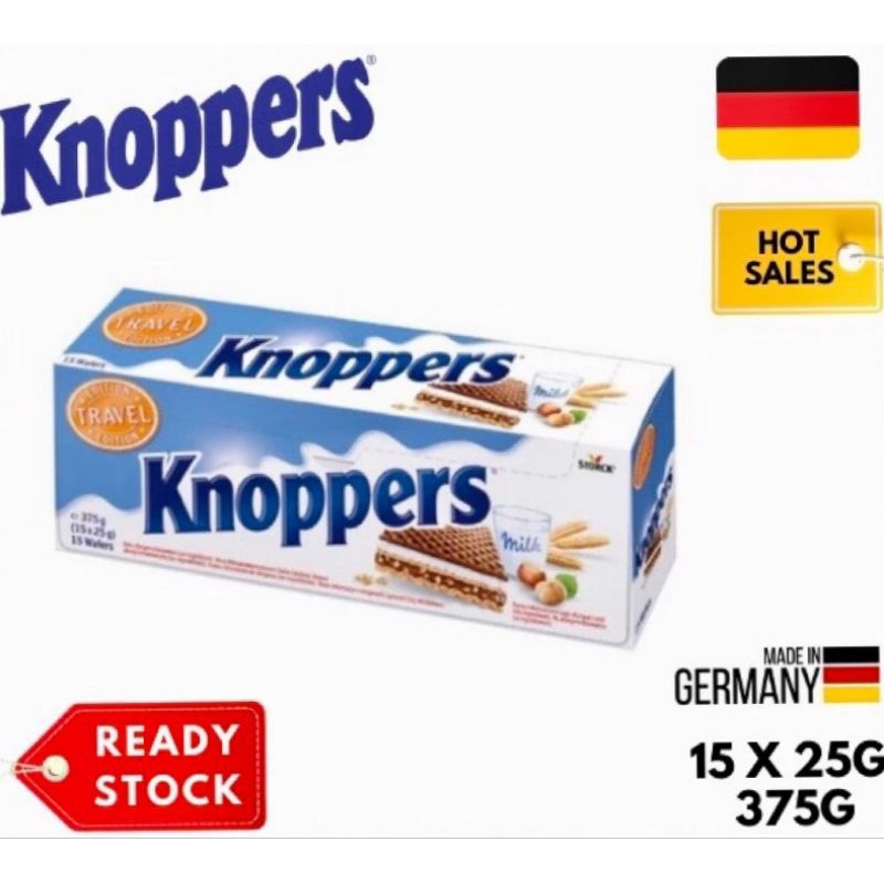 Knoppers Hazelnut Chocolate Crispy Wafer 375 g ( 15 pcs x 25g) | Shopee ...