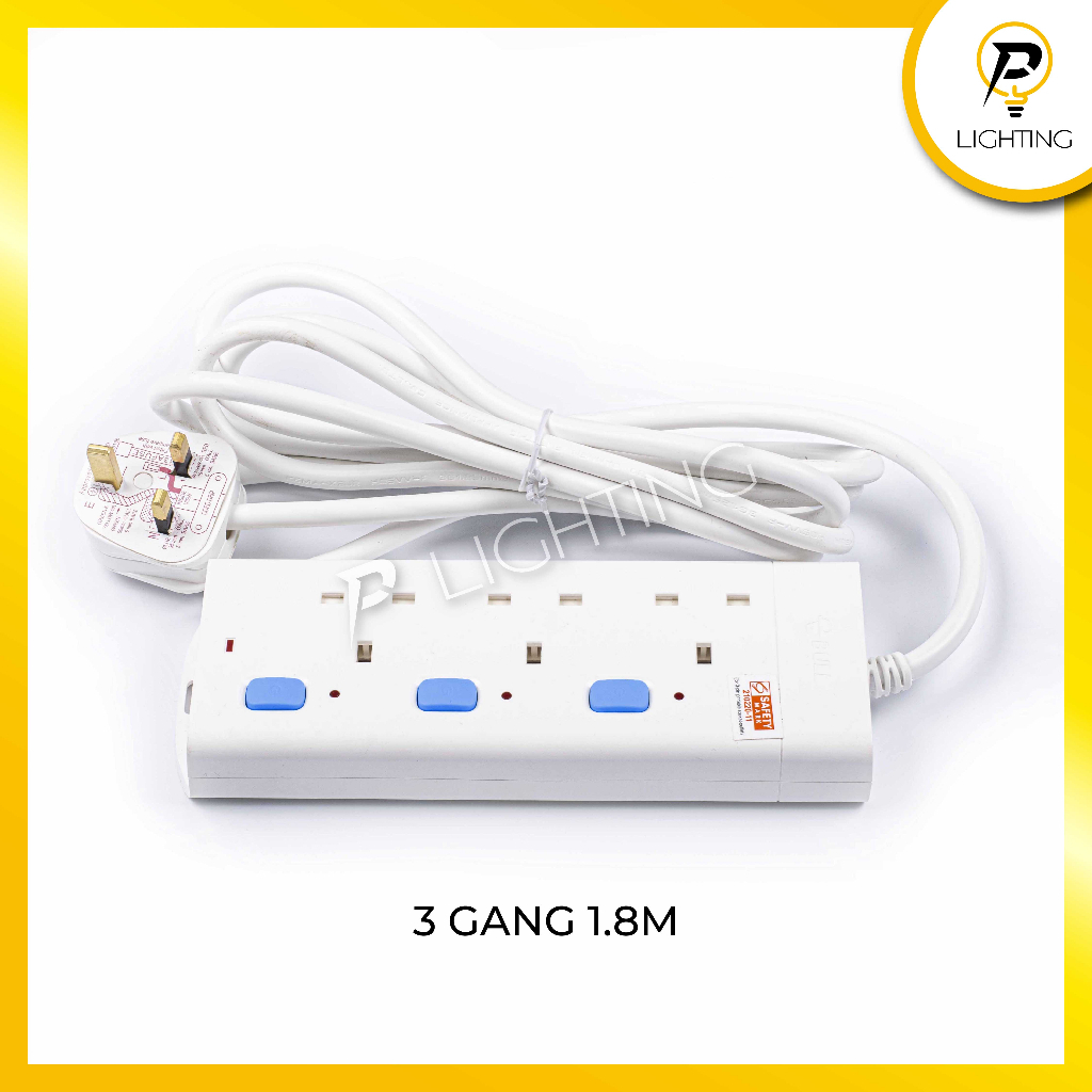 [1.8m] ORIGINAL GONGNIU / BULL SIRIM APPROVED HEAVY DUTY 3000W SOCKET EXTENTION plug socket ...