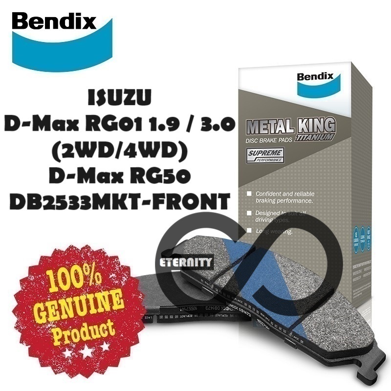 Original Bendix DB2533MKT Front Brake Pad - Isuzu D-Max RG01 1.9 / 3.0 (2WD/4WD) 2021-ON DMax ...