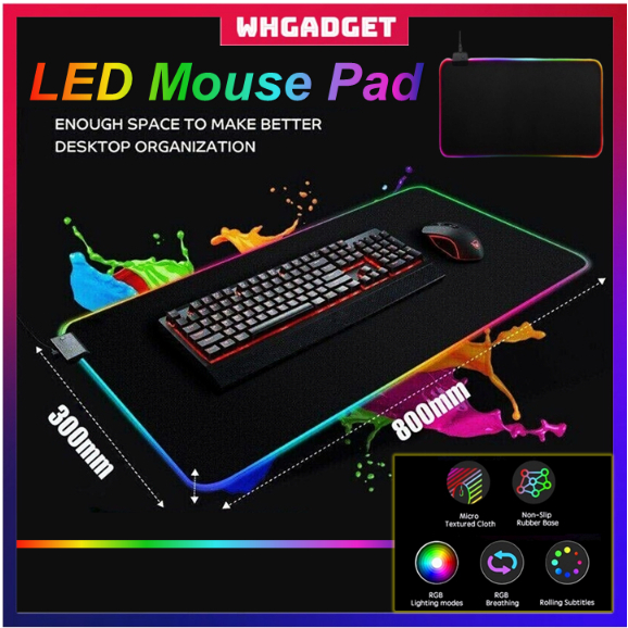 Rgb Mouse Pad LED Mousepad Gaming Mause Pad 滑鼠垫 键盘垫 | Shopee Malaysia