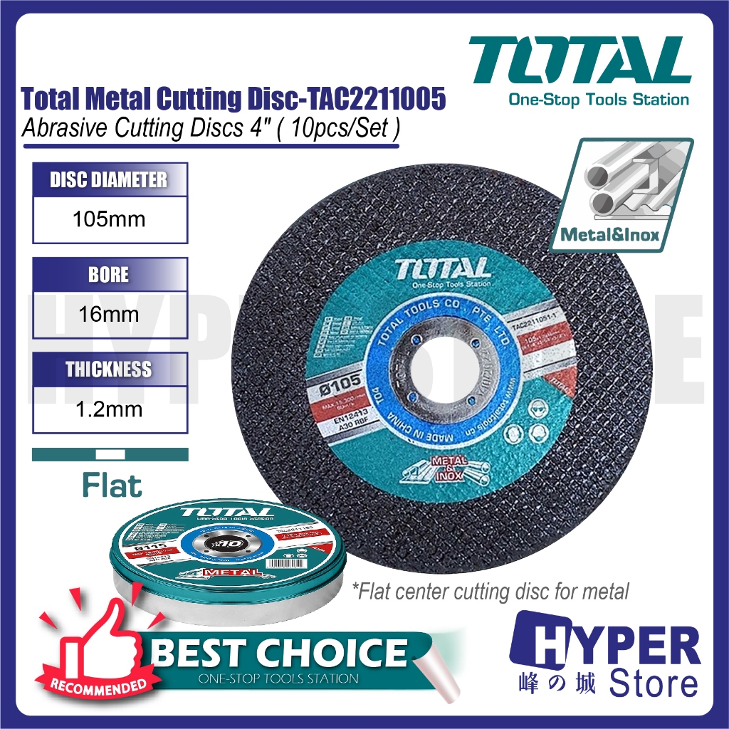TOTAL Abrasive Metal Cutting Disc 4'' (10 Pcs) - TAC2211005 Cakera ...