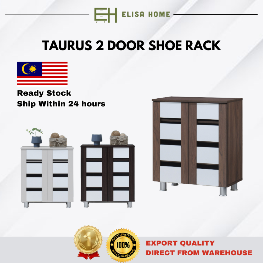 Elisa Home Taurus 2 Door Shoe Rack/ Rak Kasut - White/Walnut, White ...