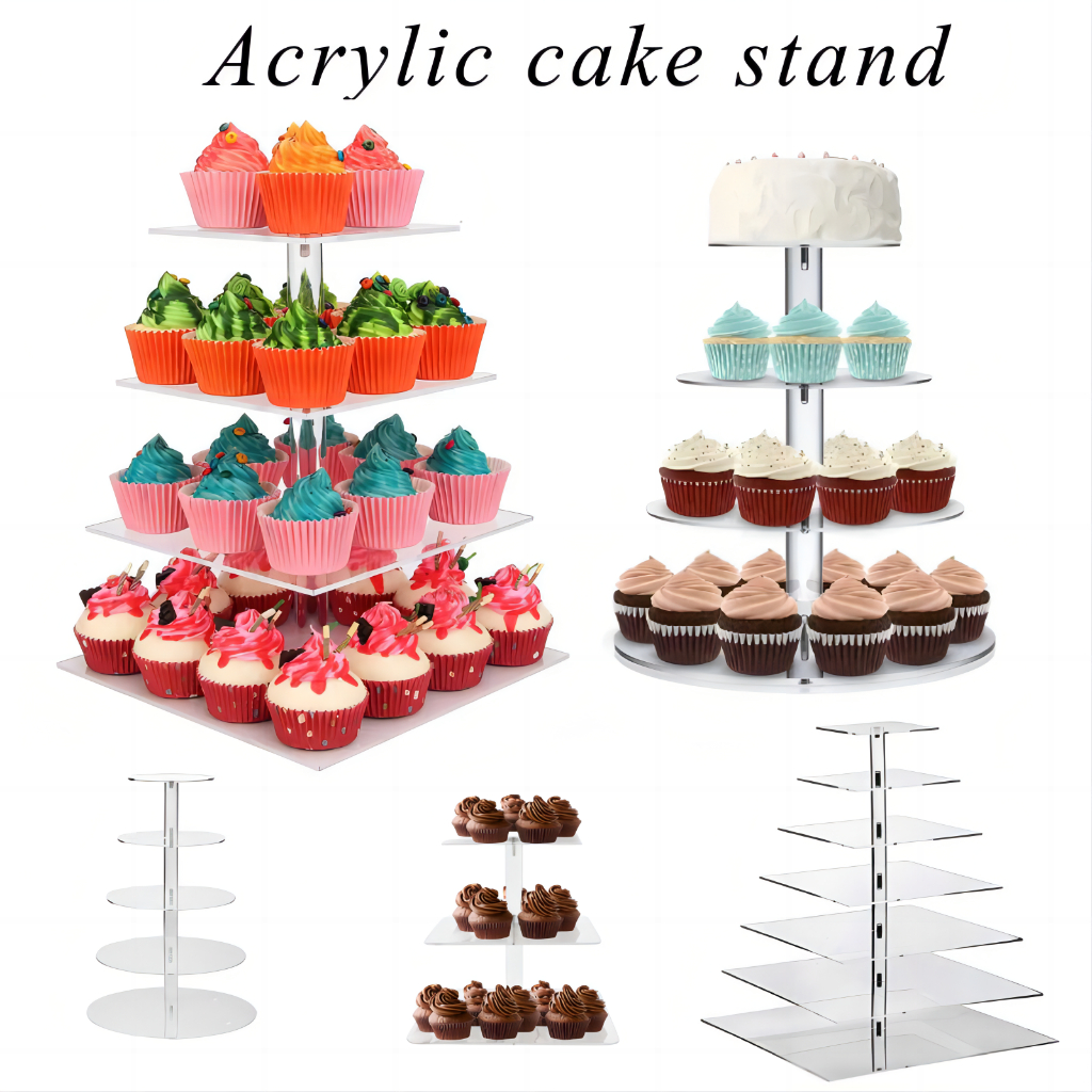 3/4/5/6/7 Tiers Acrylic Cupcake Stand Cupcake Tower Round Cupcake ...