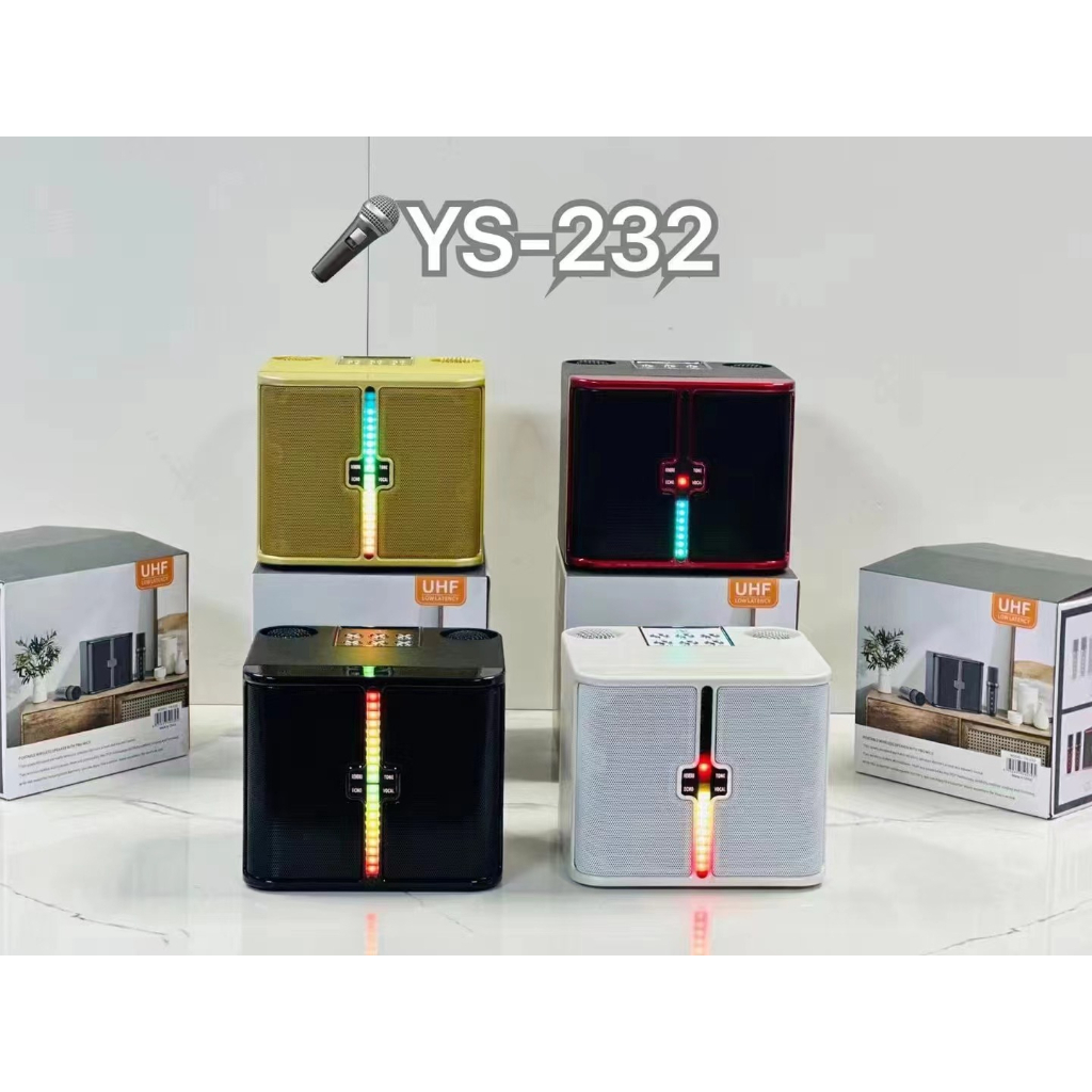 SU-YOSD YS-210 Wireless Bluetooth Dual Microphone Karaoke Family KTV Portable 3D Stereo Speaker ...