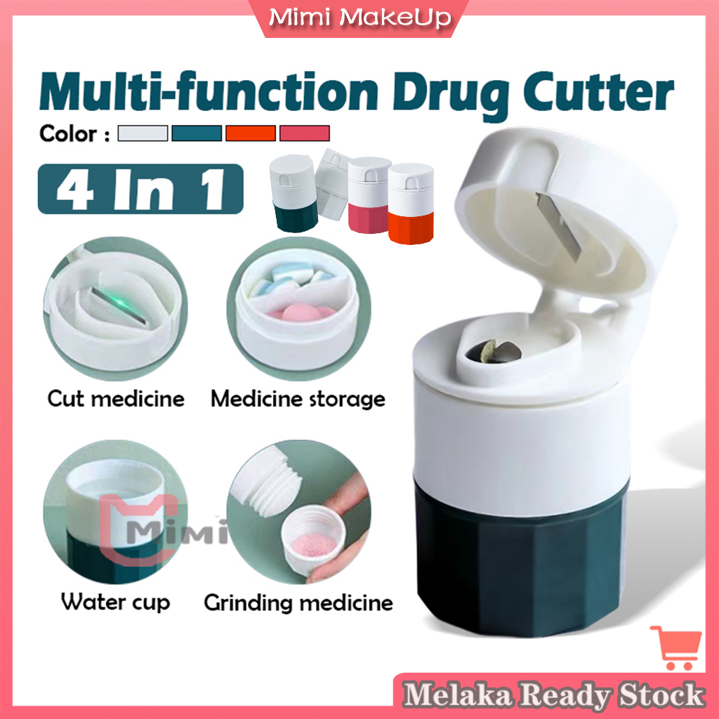 4 IN 1 Medicine Cracker Cutter Grinding Pill Box Portable Cutting ...