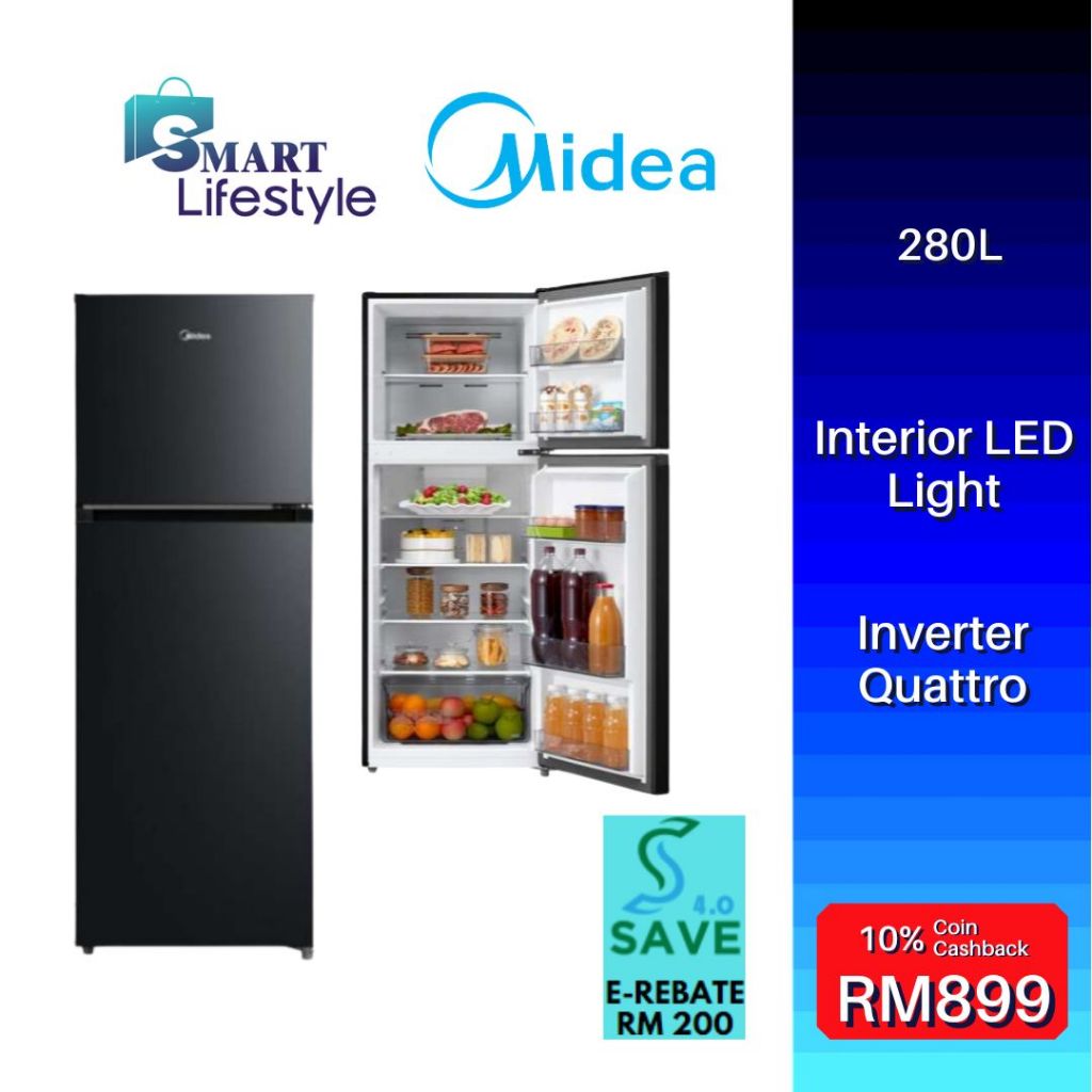 《Save 4.0》Midea 280L 2 Door Refrigerator MDRT345MTB30 | Shopee Malaysia